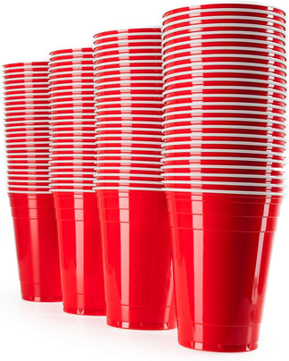 100 Large Plastic Cups Reusable Unbreakable Drinking BBQ Party Tumbler ...